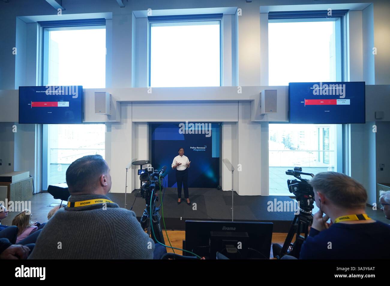 Conservative Party leader Kemi Badenoch at the launch of a "policy ...