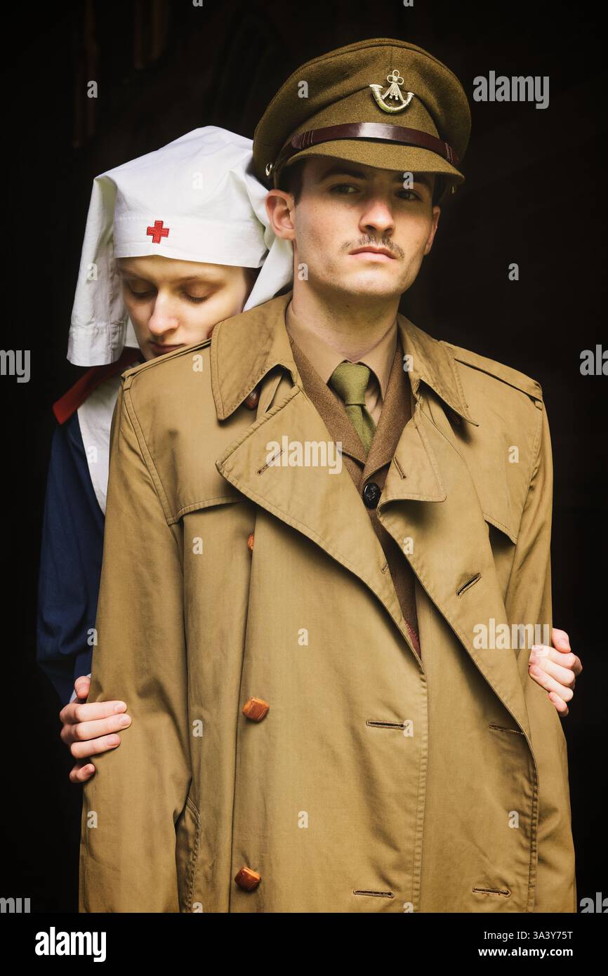 WW1 Nurse and Officer Stock Photo - Alamy