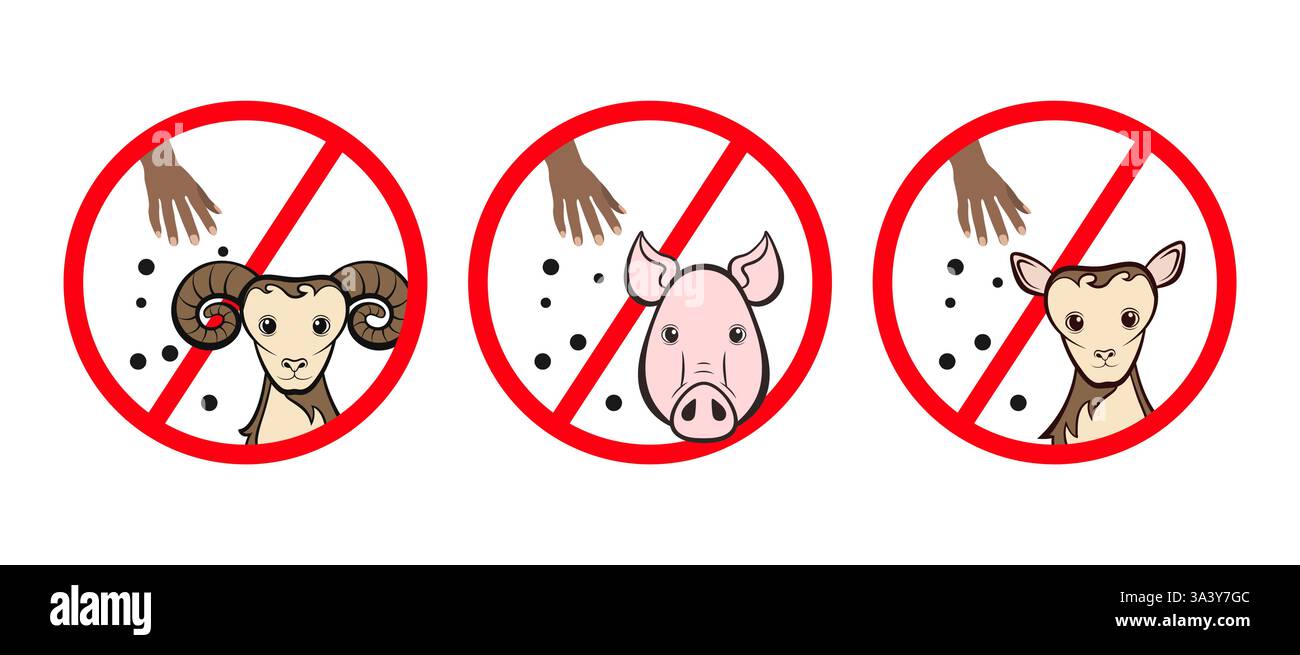 Do not feed farm animals, prohibition sign with ram, pig and goat Stock ...