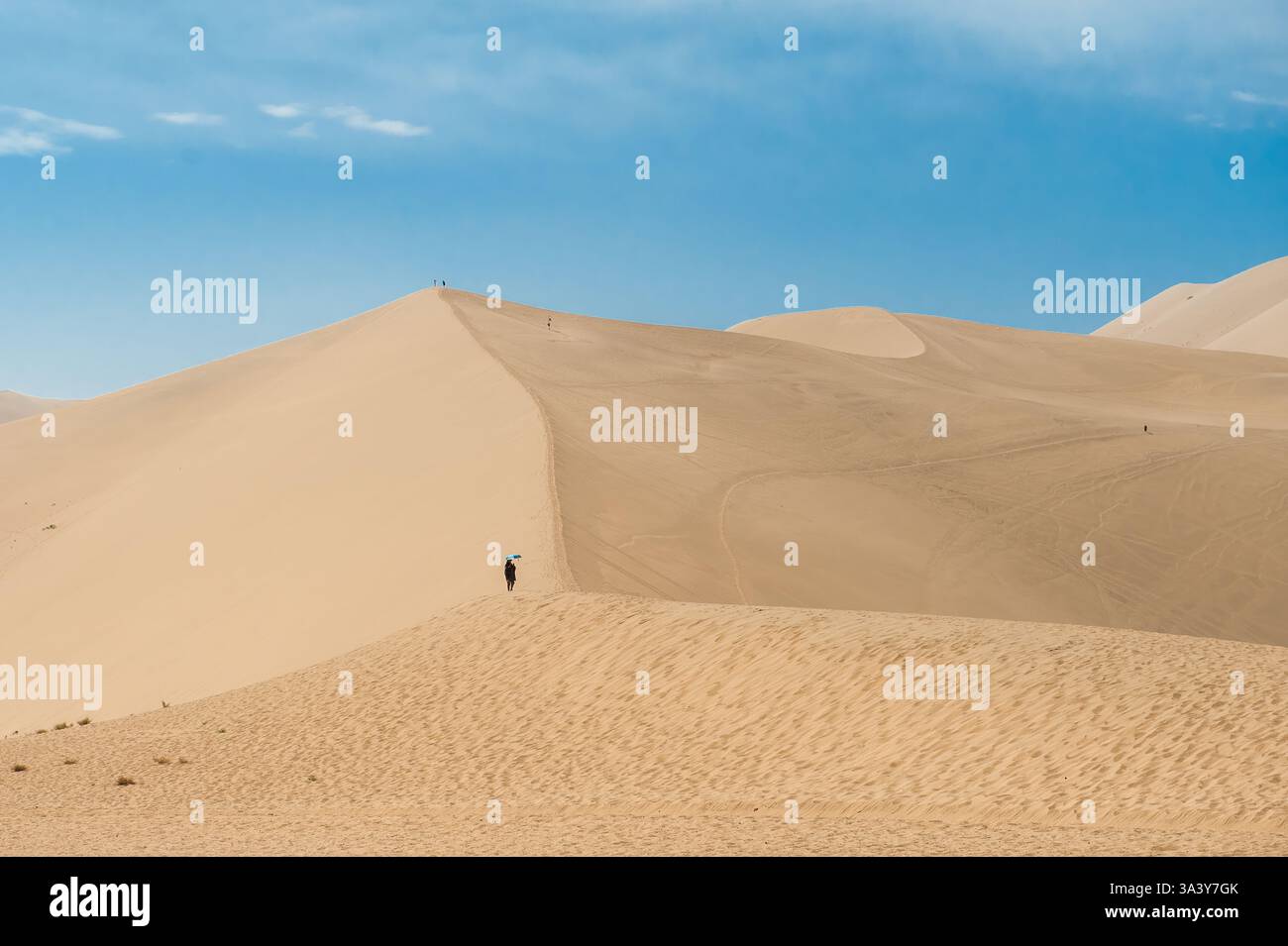 The famous singing sand dunes of the Gobi desert in Dunhuang. The ...