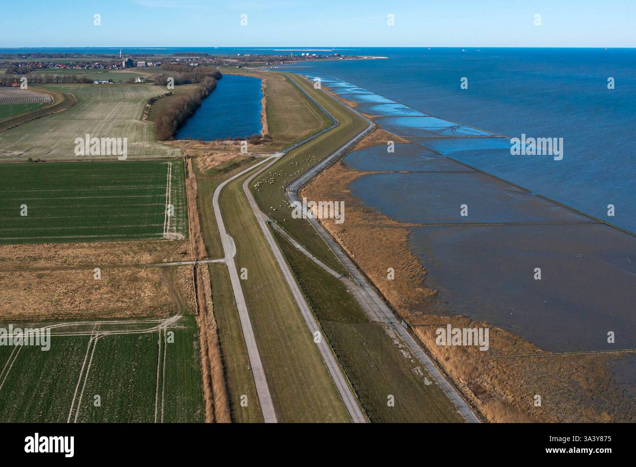 Wangerland, Germany. 17th Mar, 2025. The dyke in Wangerland on the ...