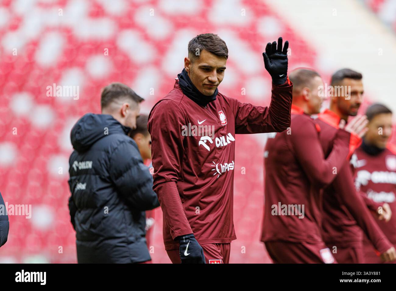 Warsaw, Poland. 18th Mar 2025. Jakub Kiwior (Poland) seen during Second ...