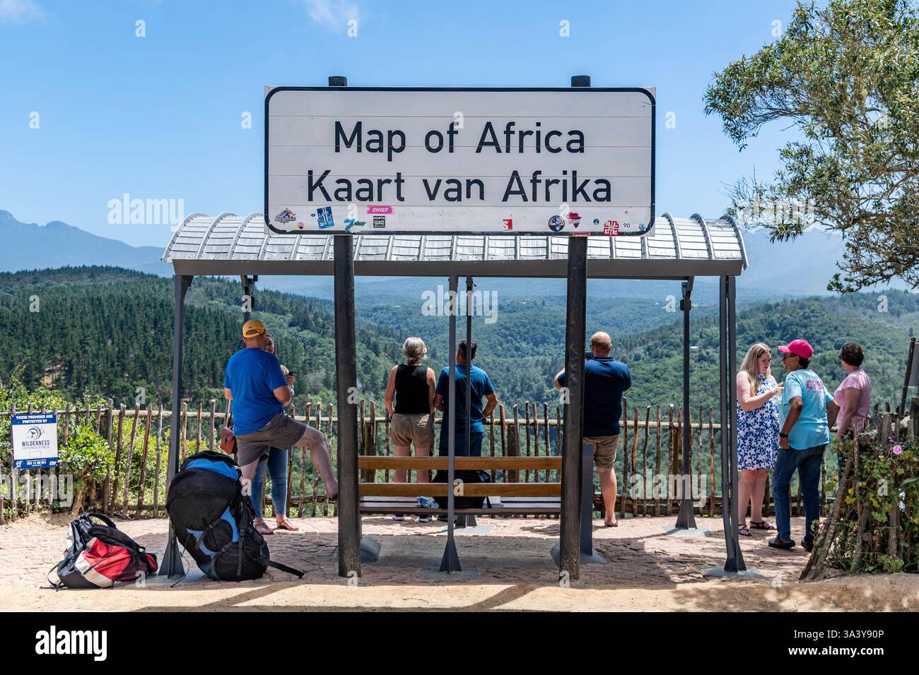 The sign of the Map of Africa / Kaart van Afrika at the viewpoint in Wilderness in the Western ...