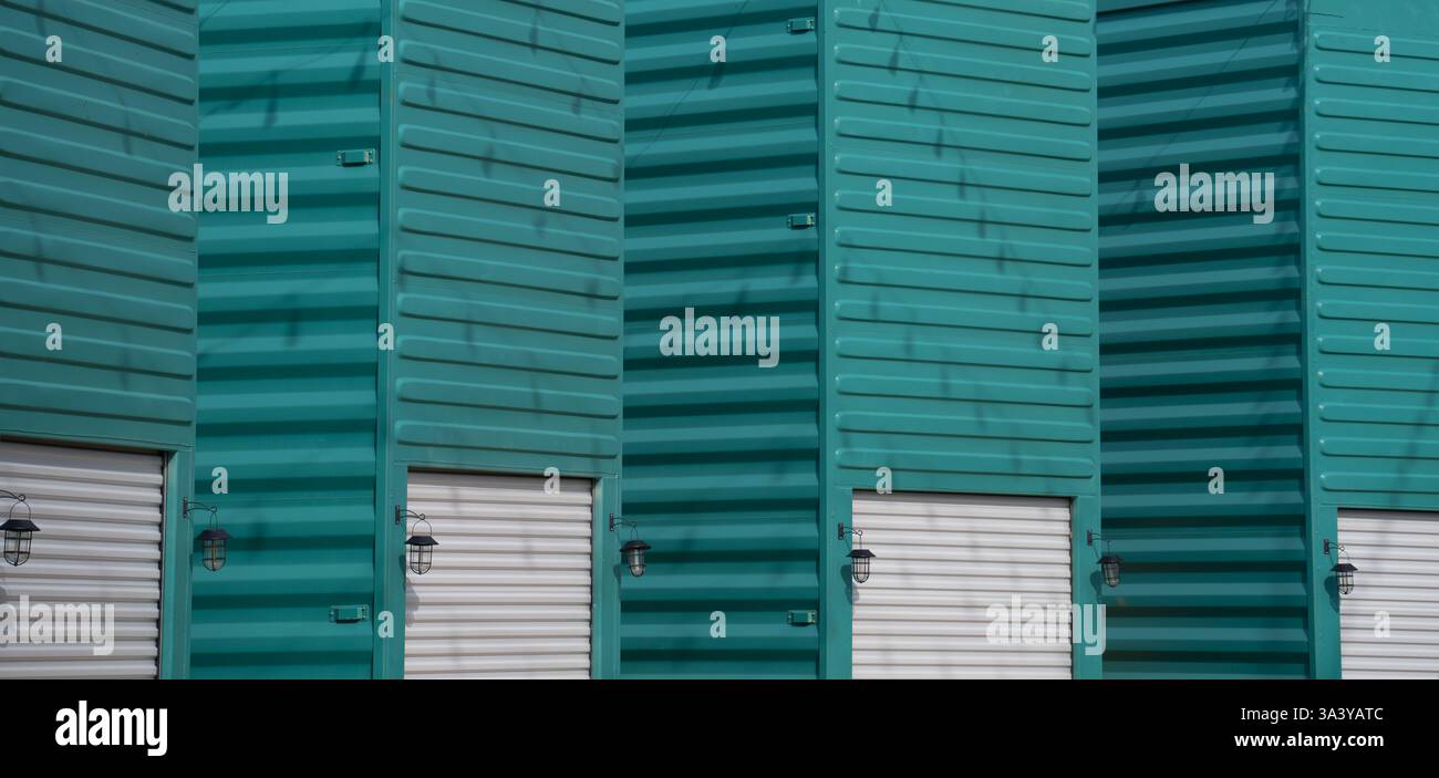 metal container on end upright painted turquoise with white metal ...