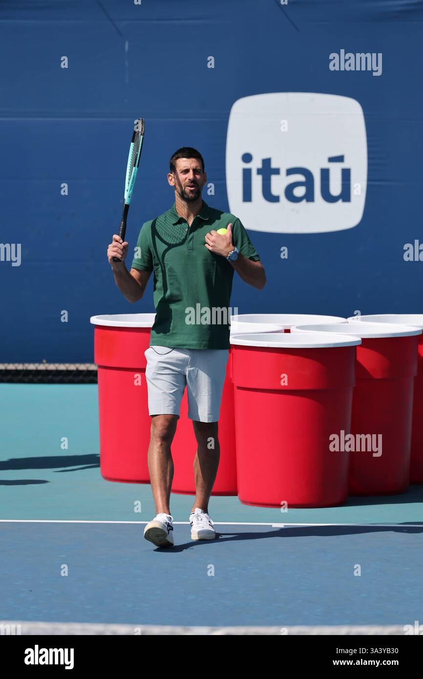 Miami Gardens, FL, USA. 17th Mar, 2025. Novak Djokovic in action at the ...