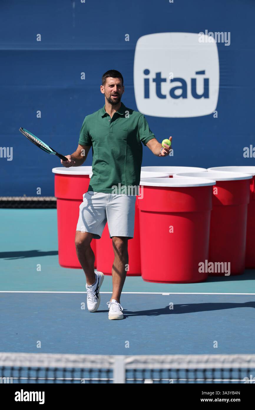 Miami Gardens, FL, USA. 17th Mar, 2025. Novak Djokovic in action at the ...