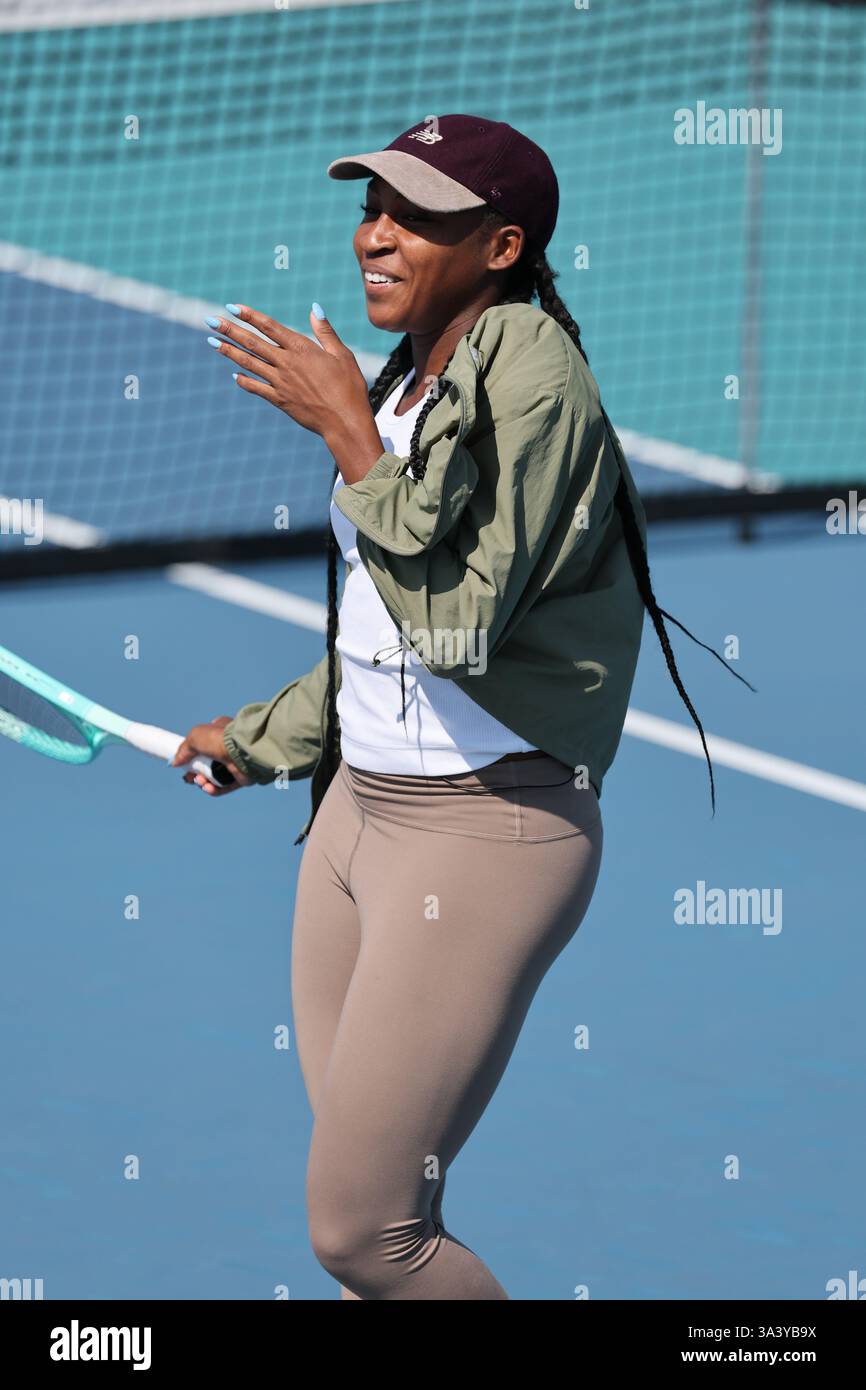 Miami Gardens, FL, USA. 17th Mar, 2025. Coco Gauf in action at the ...
