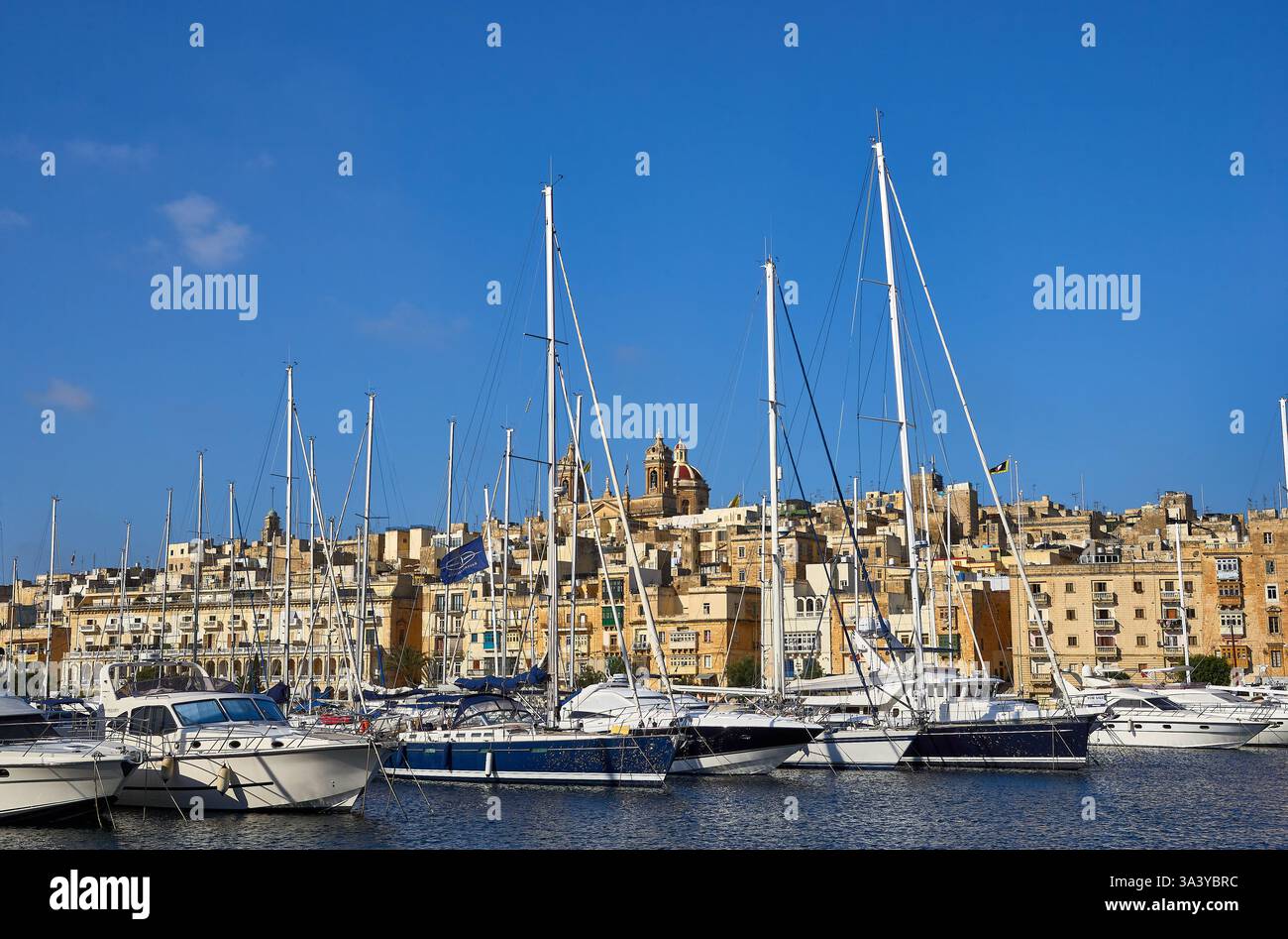 Scenic Marina of Grand Harbour, Malta with Docked Boats Against ...