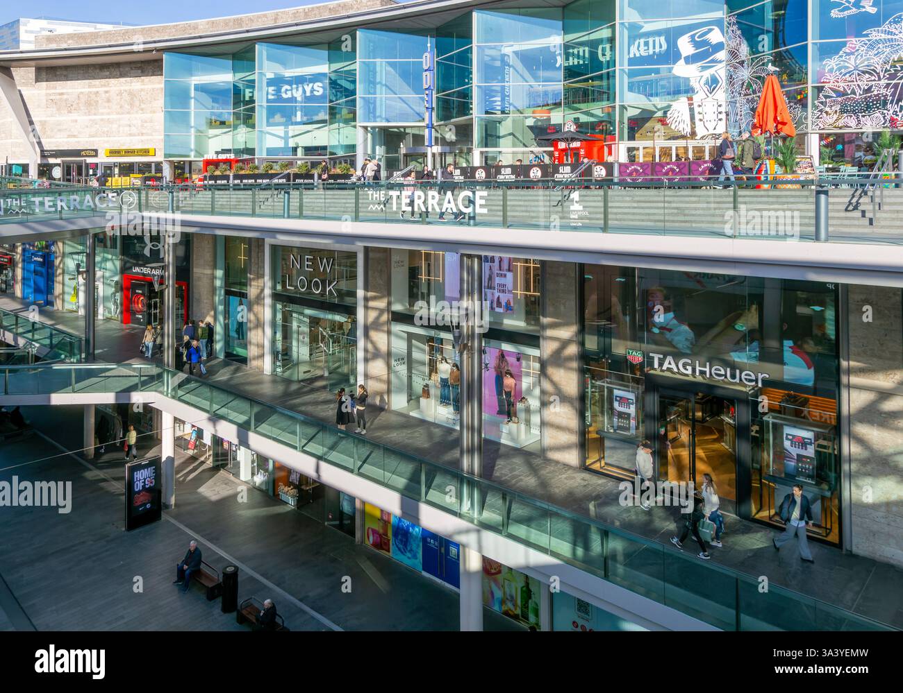 Levels of shops in South John Street shopping centre, Liverpool ONE ...