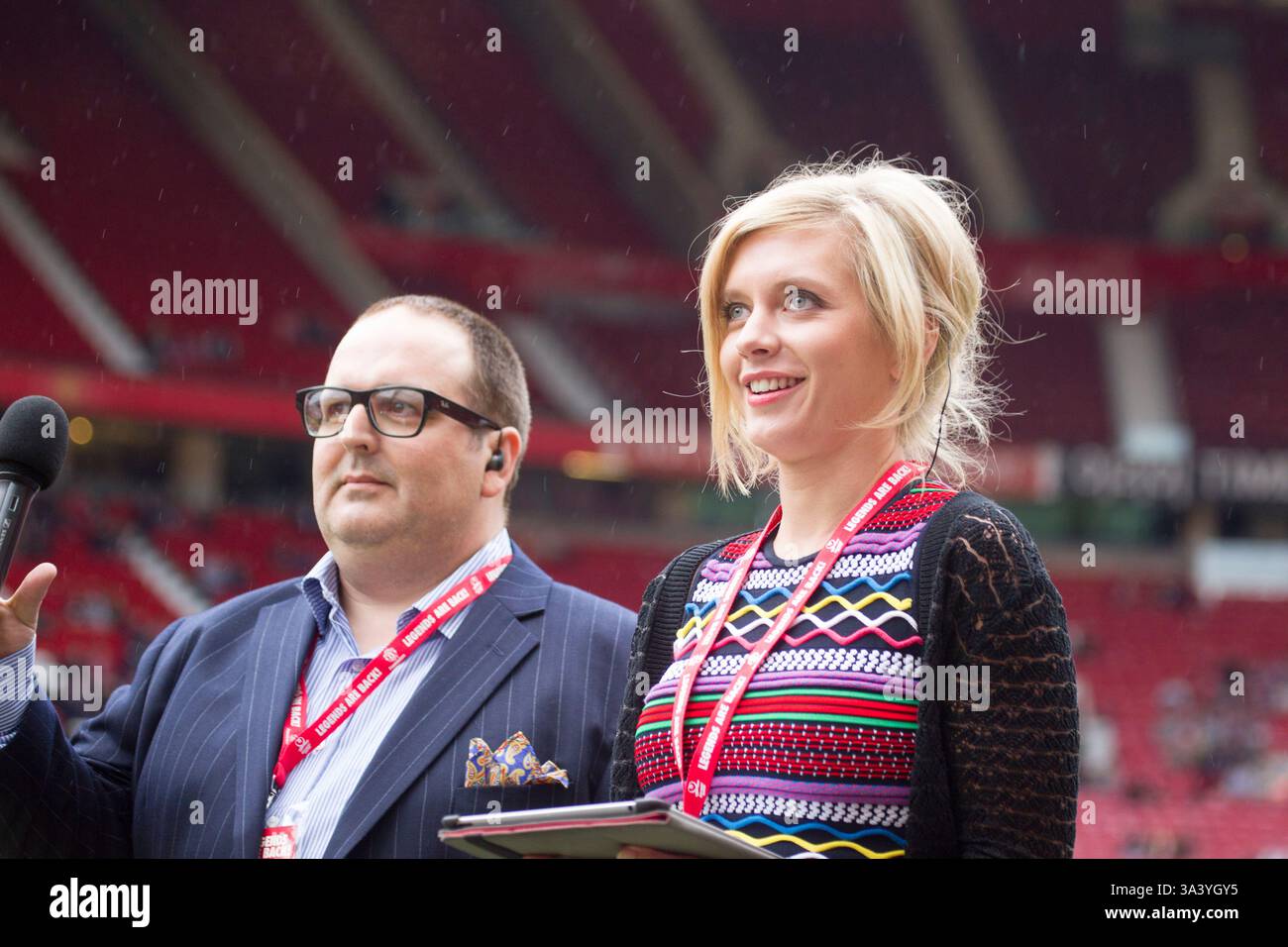 Justin Moorhouse and Rachel Riley at Manchester United Legends v Bayern ...