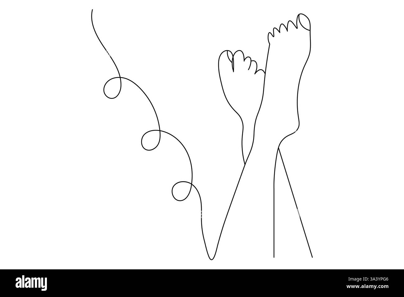 Foot sole continuous one line art of footprint isolated outline vector ...
