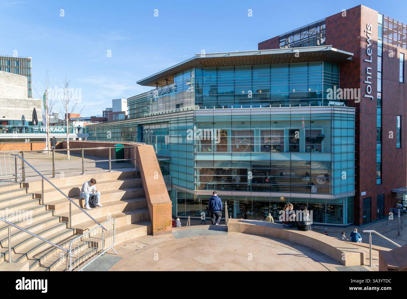 John Lewis department store from Sugar House Steps, Liverpool ONE, city ...