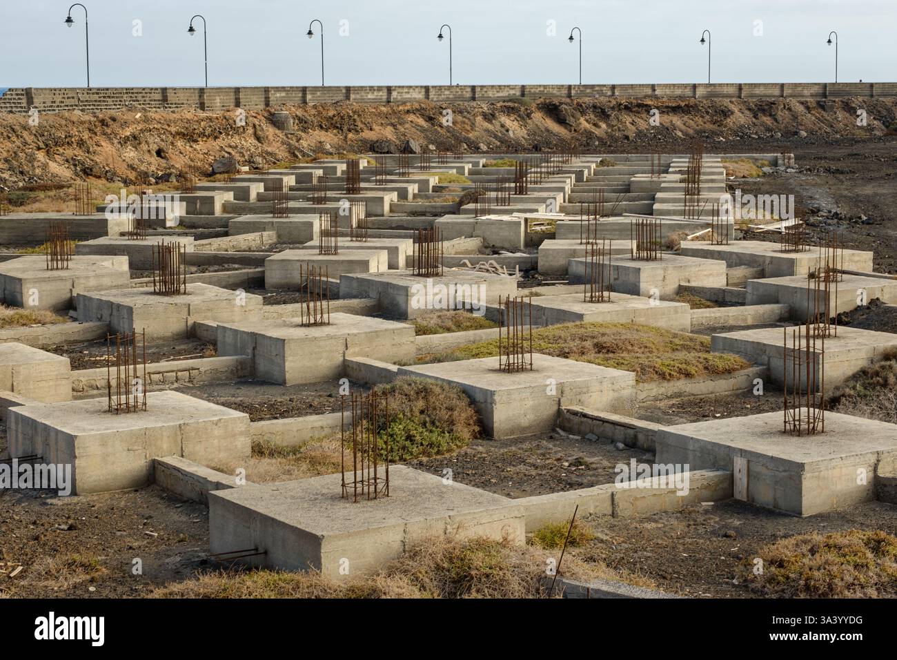 Foundations of an abandoned hotel building site in Costs Teguise Stock ...