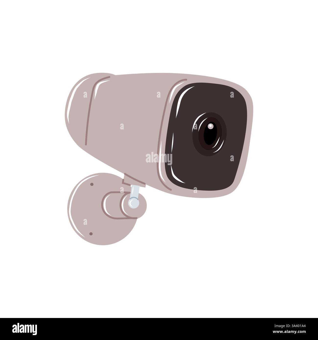 Video surveillance camera for home security, flat vector illustration isolated on white ...