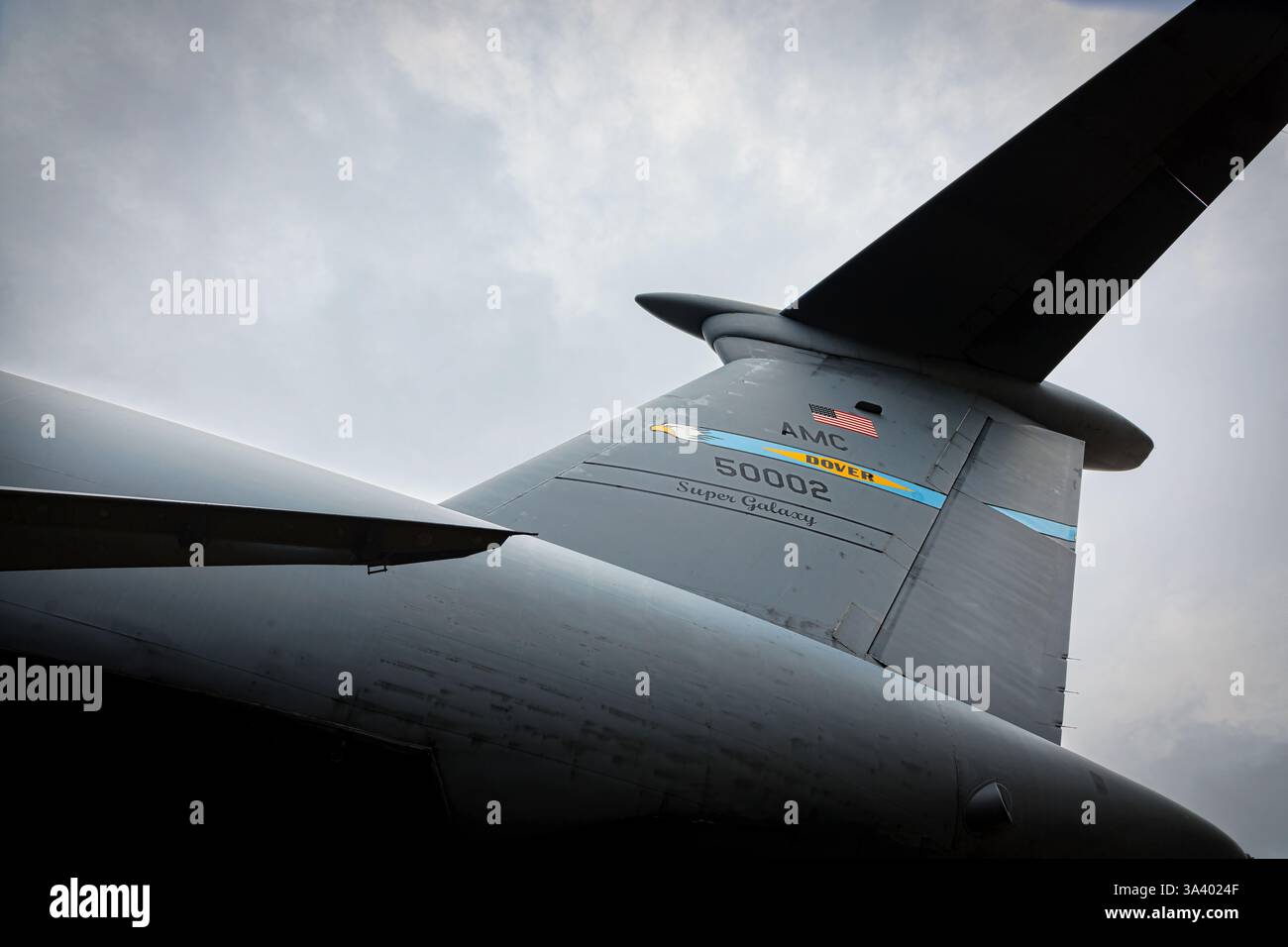 Looking up at the tail of a US Air Force C-5 Galaxy on display at the ...