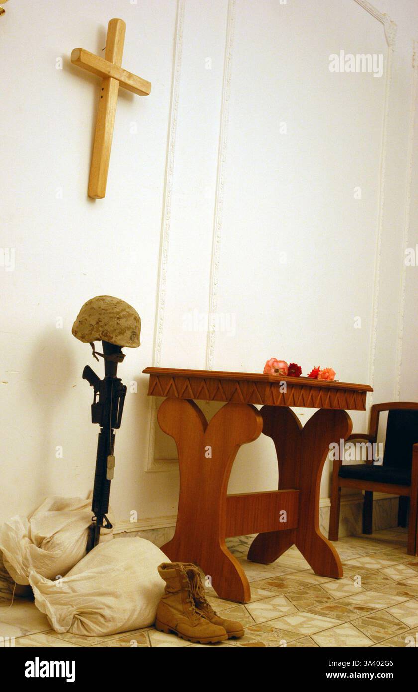 Apr 12, 2004; Camp Blue Diamond, Iraq; A memorial ceremony was held ...