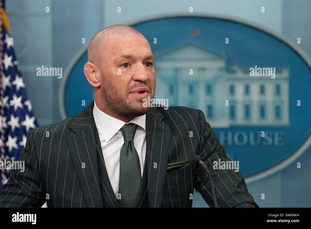 Irish boxer and mixed martial arts fighter Conor McGregor speaks to the ...