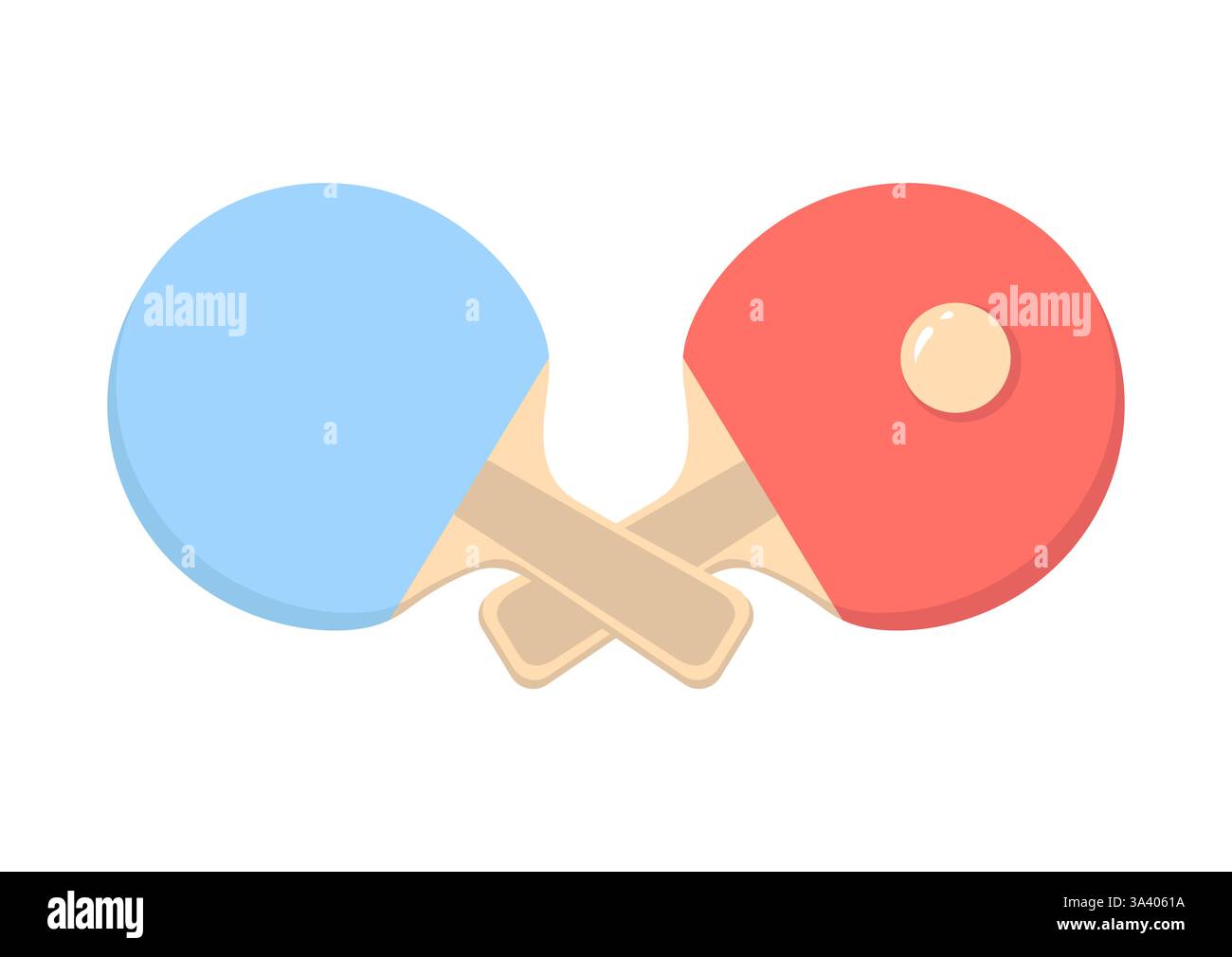 Two crossed ping-pong rackets and a ball, design elements for an indoor ...