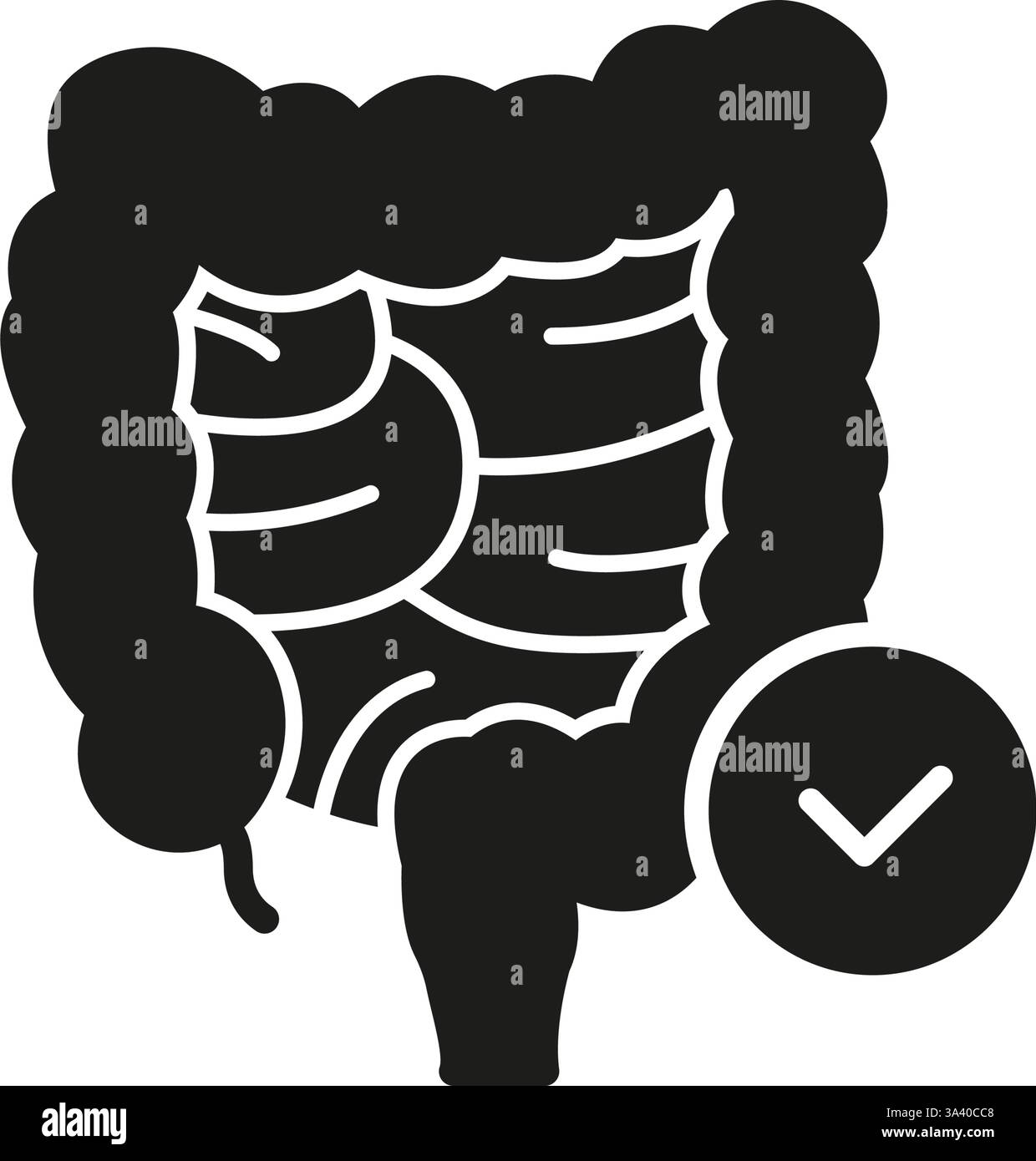 Healthy Digestive System Solid Icon. Gut Health, Intestinal Function ...