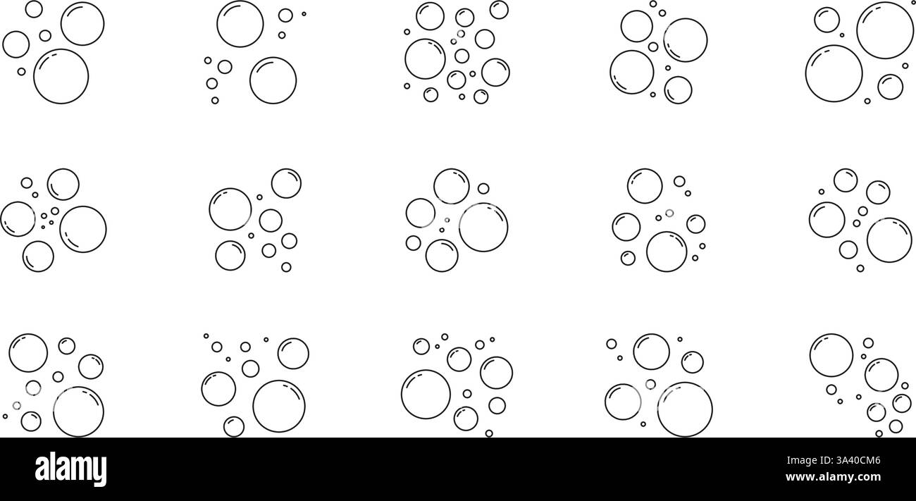 Bubble and oxygen line icon set. Air and water outline symbol ...