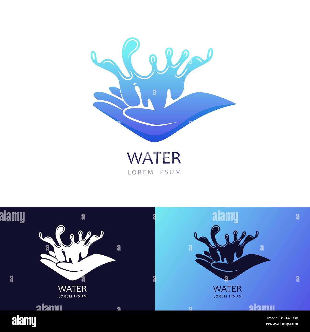 Clean water splash on human hand icon, logo sign emblem design template ...