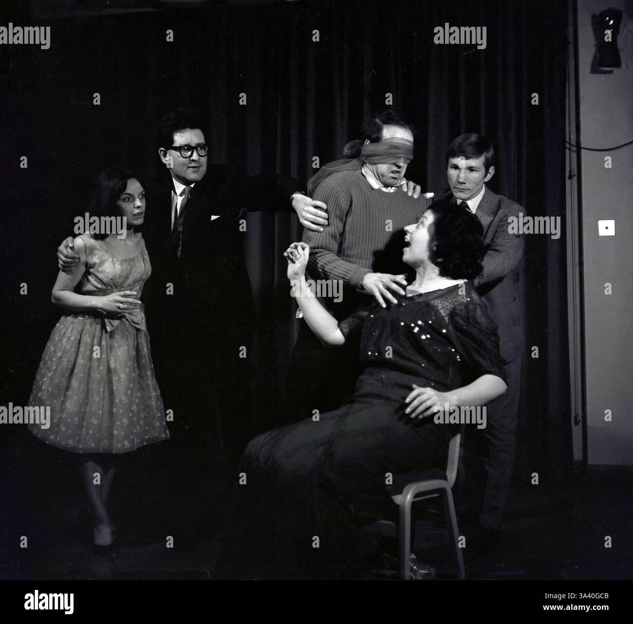 1965, historical, actors on stage in The Birthday Party by Harold ...