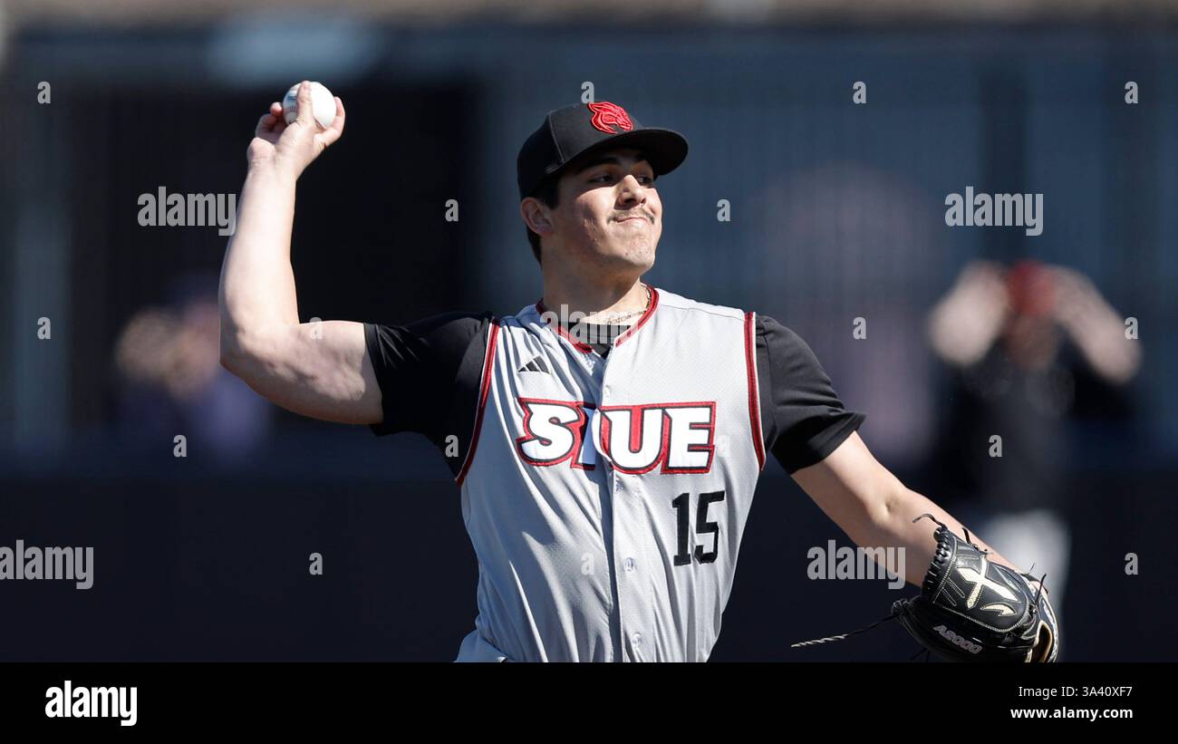 Southern Illinois pitcher Alex Rodriguez throws during an NCAA baseball ...