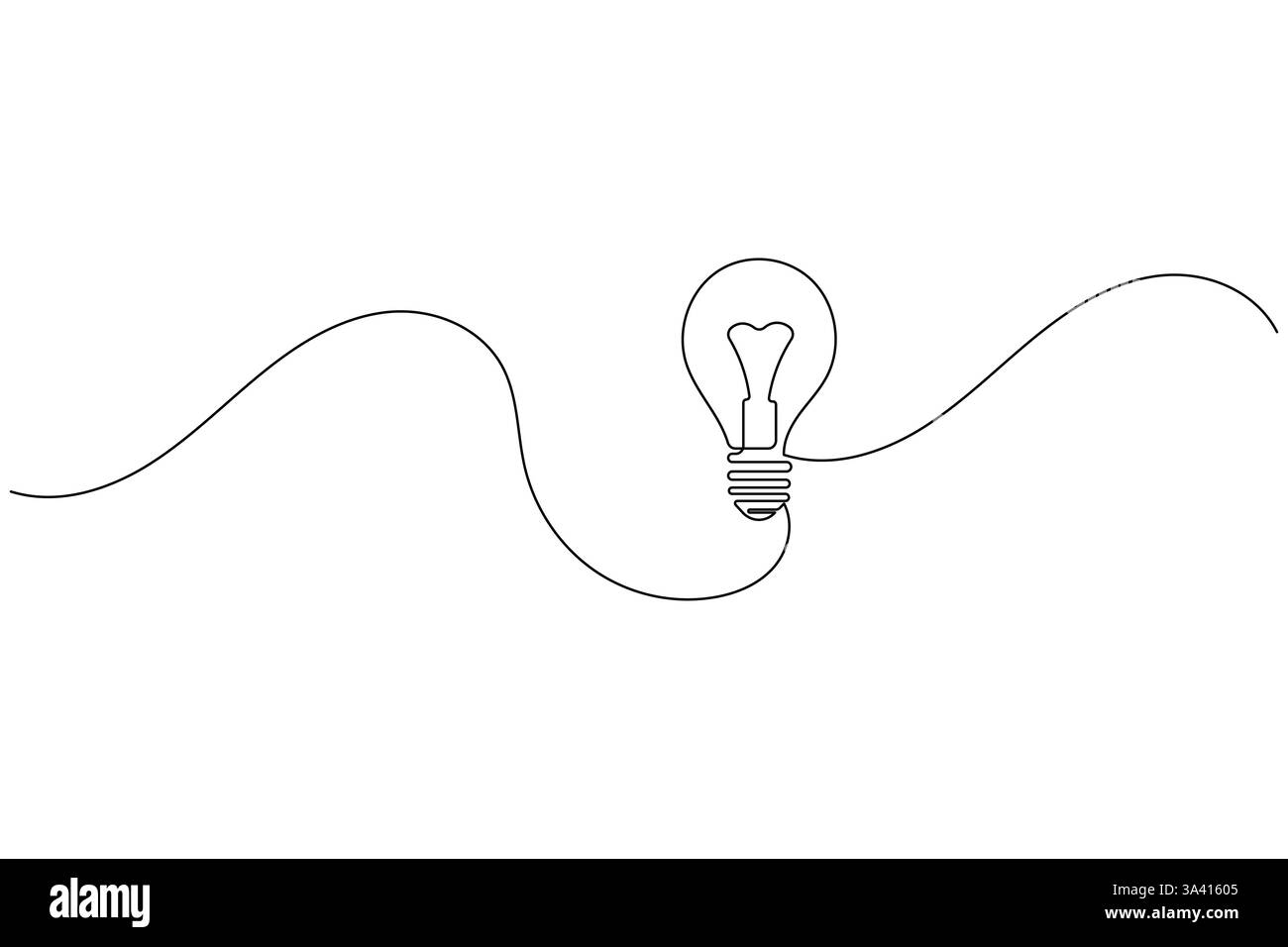 Continuous line light bulb one line drawing minimalist style isolate ...