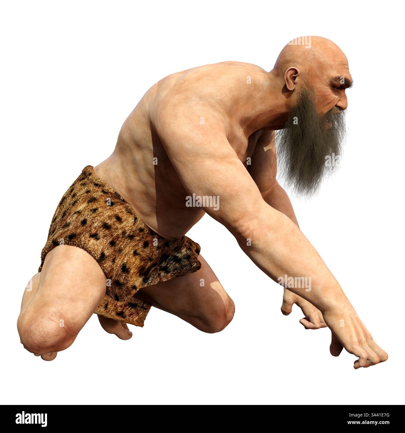 3D rendering of a caveman isolated on white background Stock Photo - Alamy
