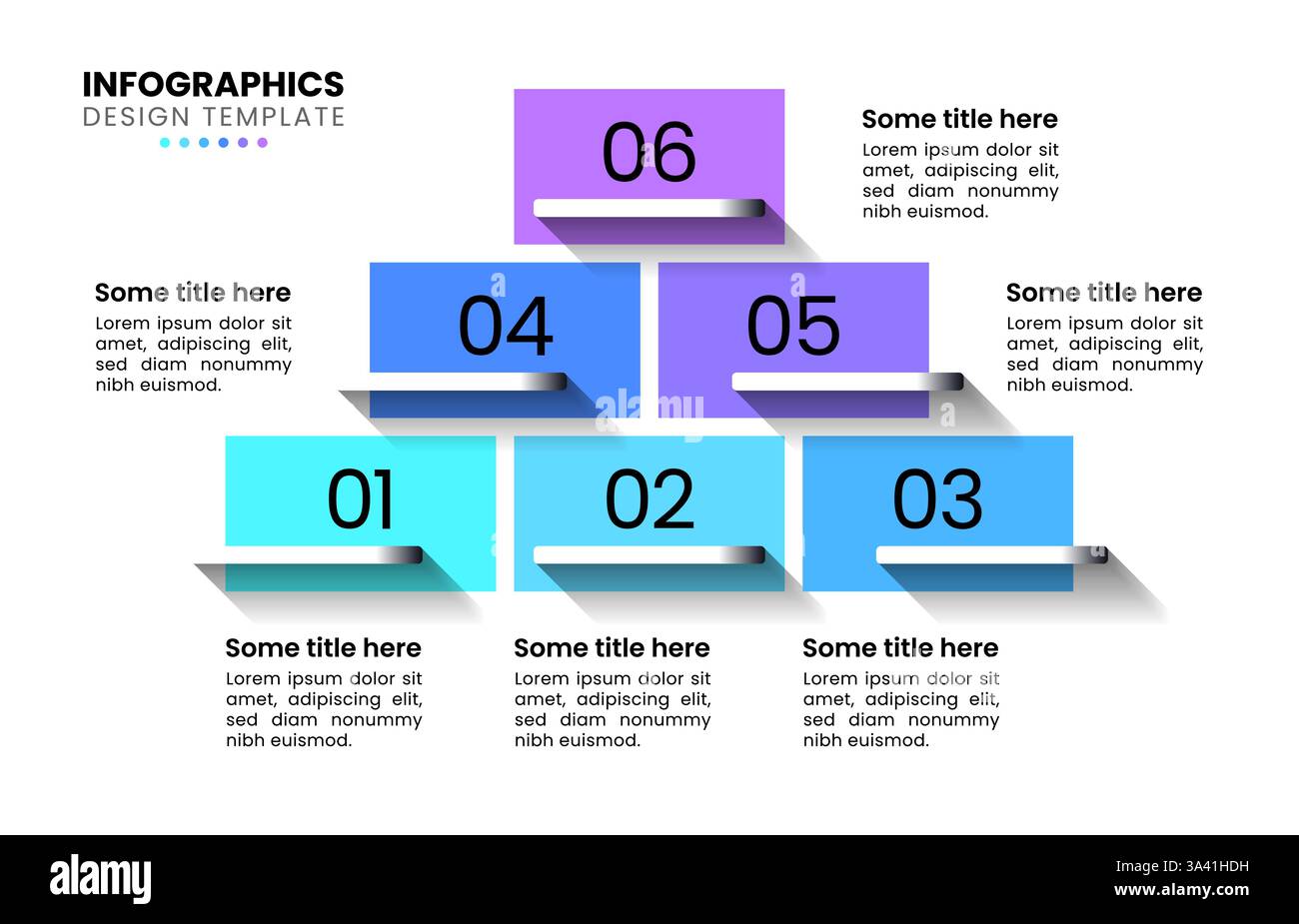 Infographic template with 6 options or steps. Pyramid. Can be used for workflow layout, diagram ...
