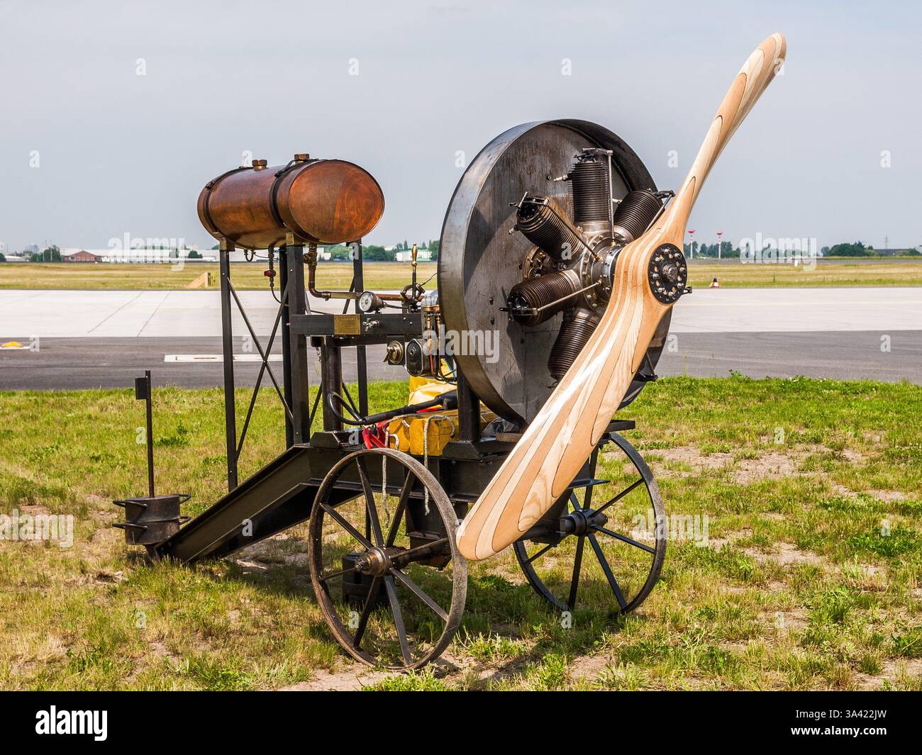Berlin, Germany - 10. June. 2010: Gnome 9 Cylinder rotary engine test ...