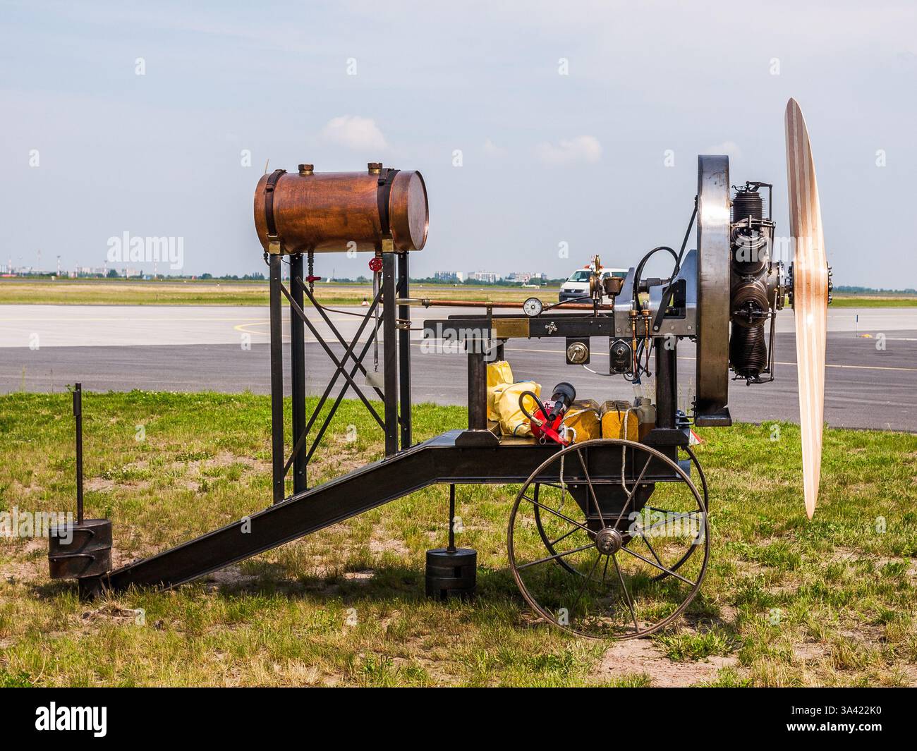 Berlin, Germany - 10. June. 2010: Gnome 9 Cylinder rotary engine test ...