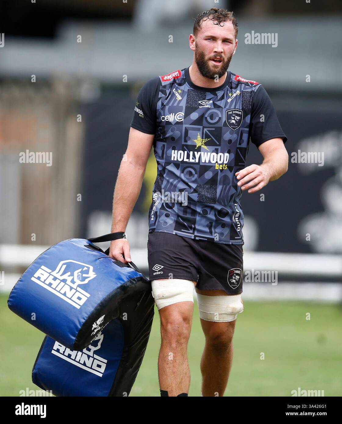 Durban, South Africa. 18th Mar, 2025. Nick Hatton of the Hollywoodbets Sharks during the ...