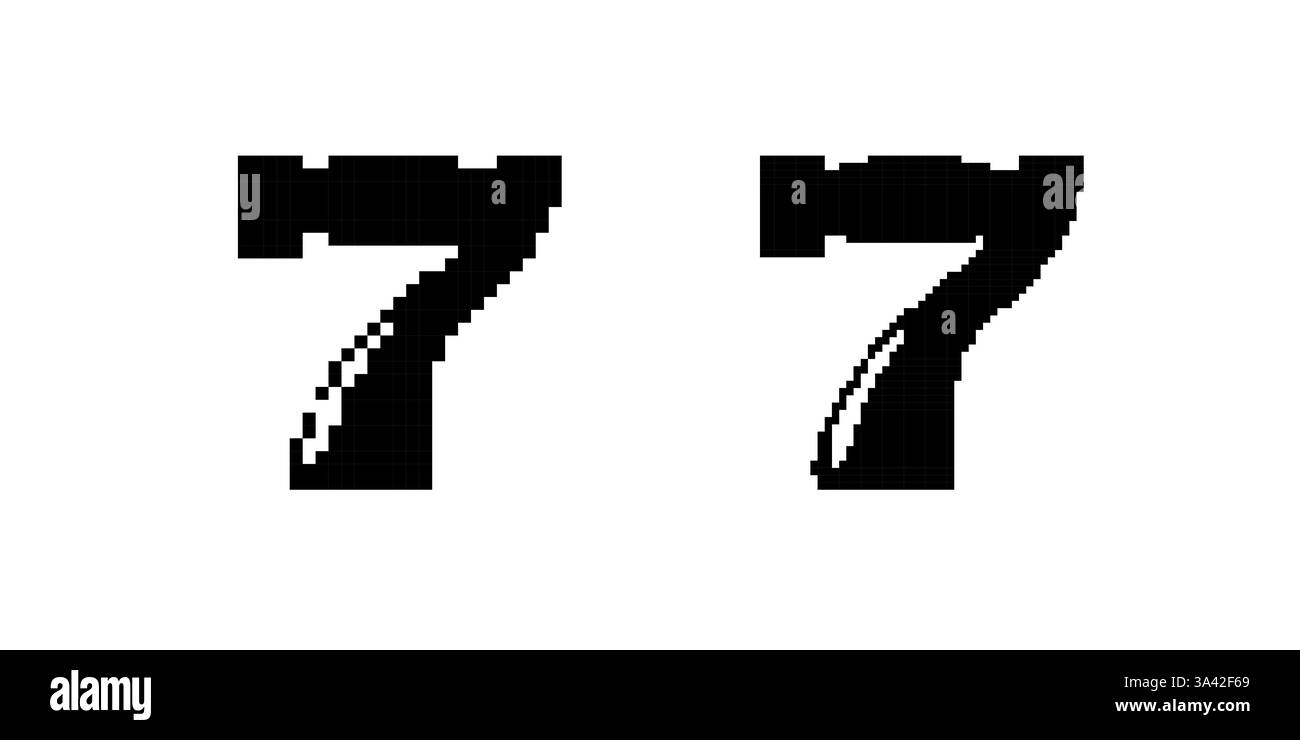 Bold number seven with elegant curved design lines in black and white ... Bold number seven with elegant curved design lines in black and white ...