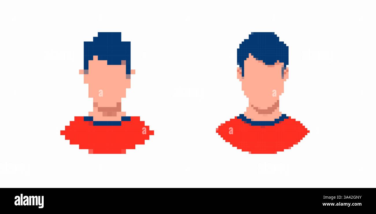 Side by side comparison of pixel art heads showing unique hair and ...