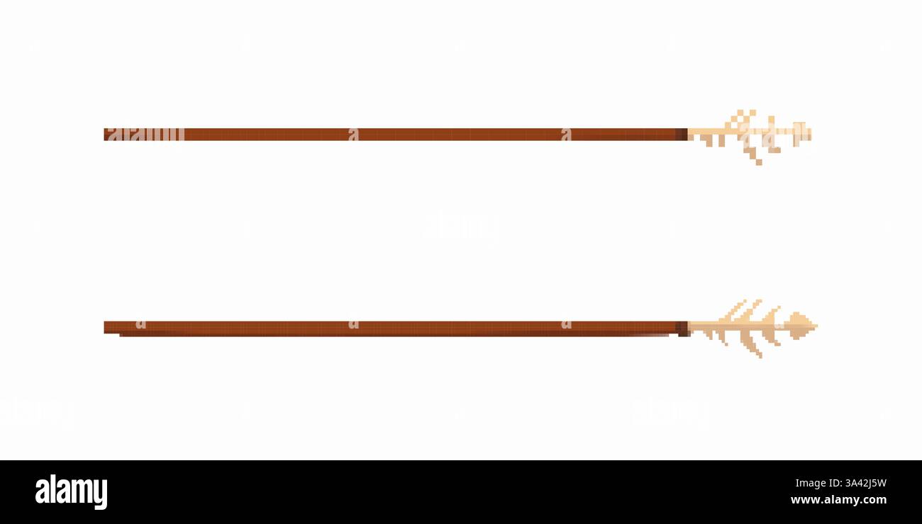 Two pixel art arrows with wooden shafts and simple feather designs at ...