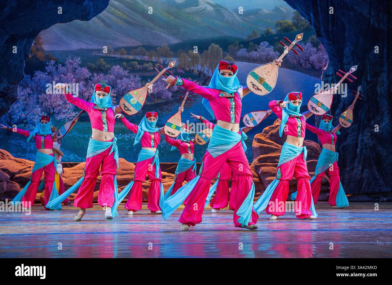 Dunhuang music and dance show Flying Apsaras. Dunhuang is a city in ...