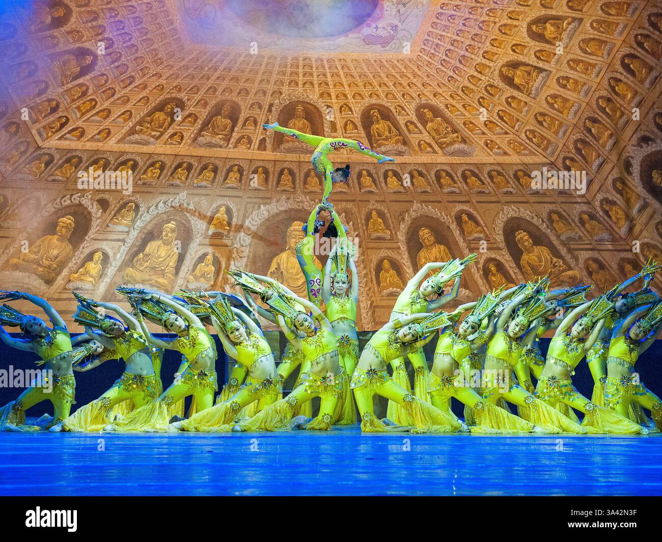 Dunhuang music and dance show Flying Apsaras. Dunhuang is a city in ...