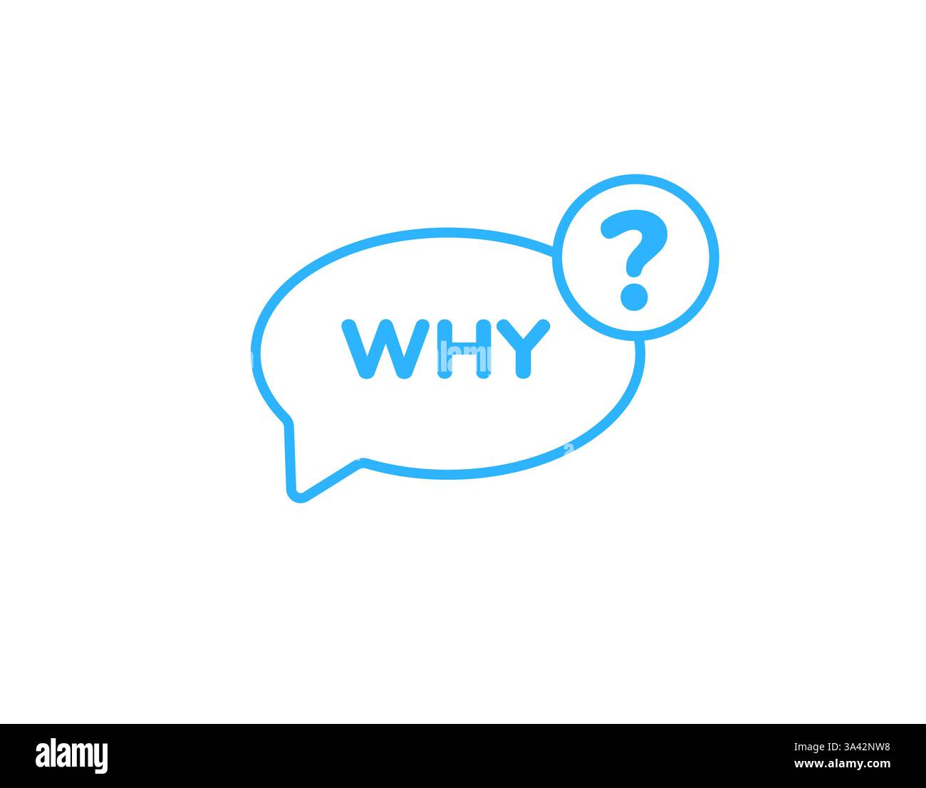 Blue speech bubble with why text and a question mark symbol Stock ...
