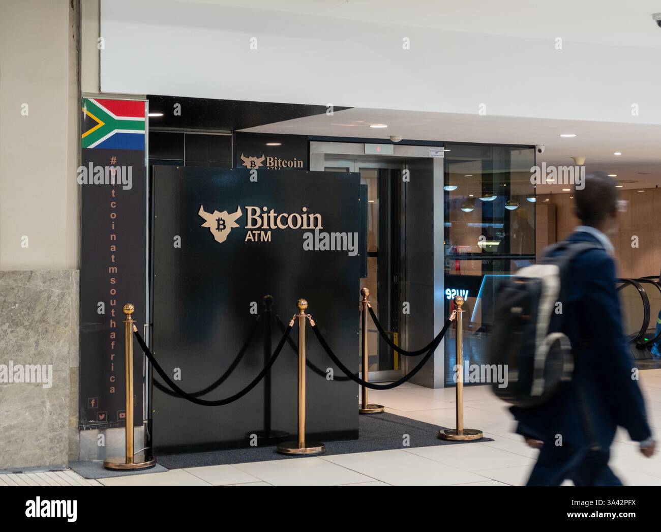 Johannesburg, South Africa. October 22, 2024. Bitcoin atm machine at Nelson Mandela Square, in ...