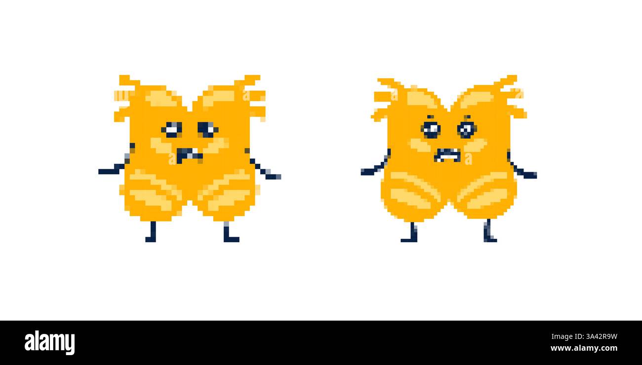 Cute pixel art creatures with playful expressions and simple features ...