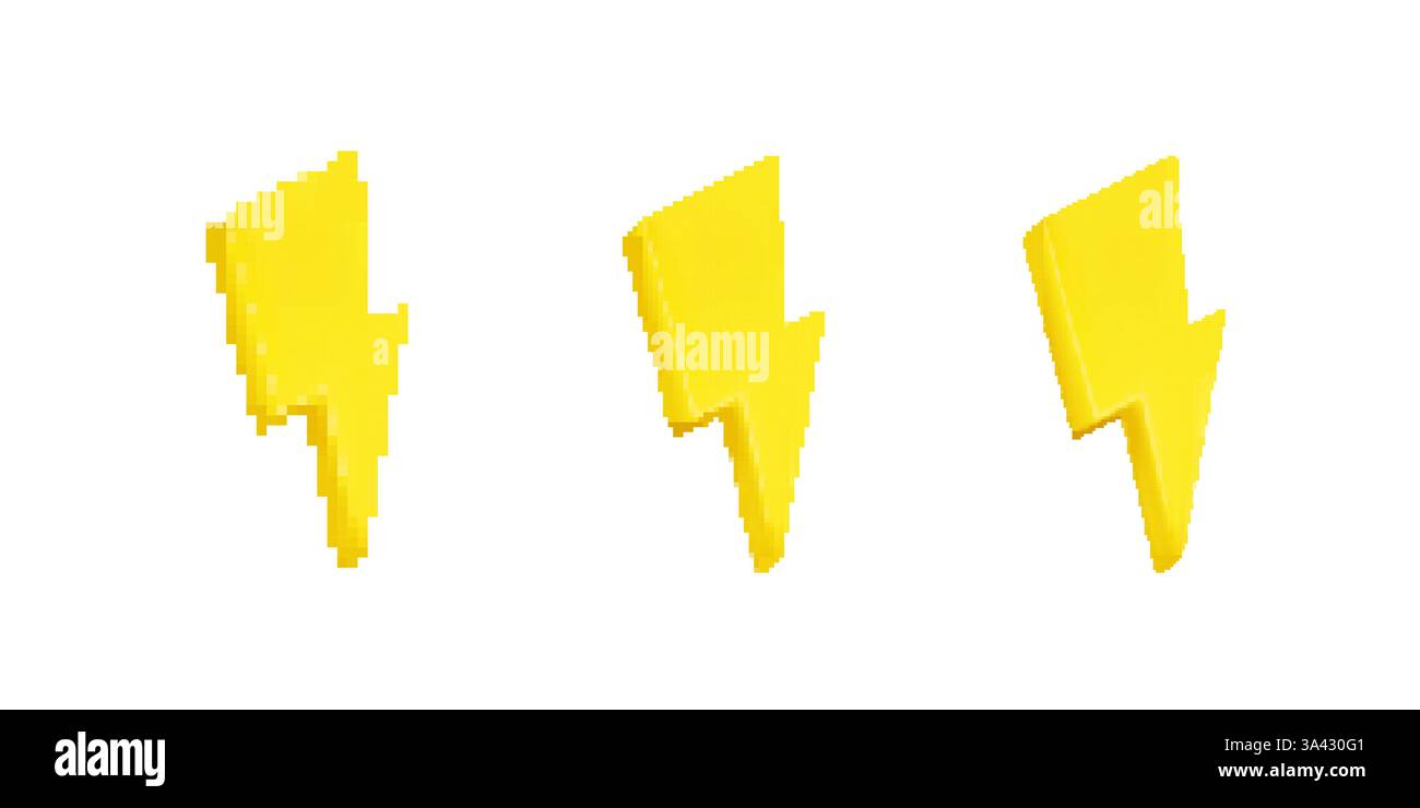 Three yellow lightning bolt symbols in various positions and angles Stock Vector Image & Art - Alamy