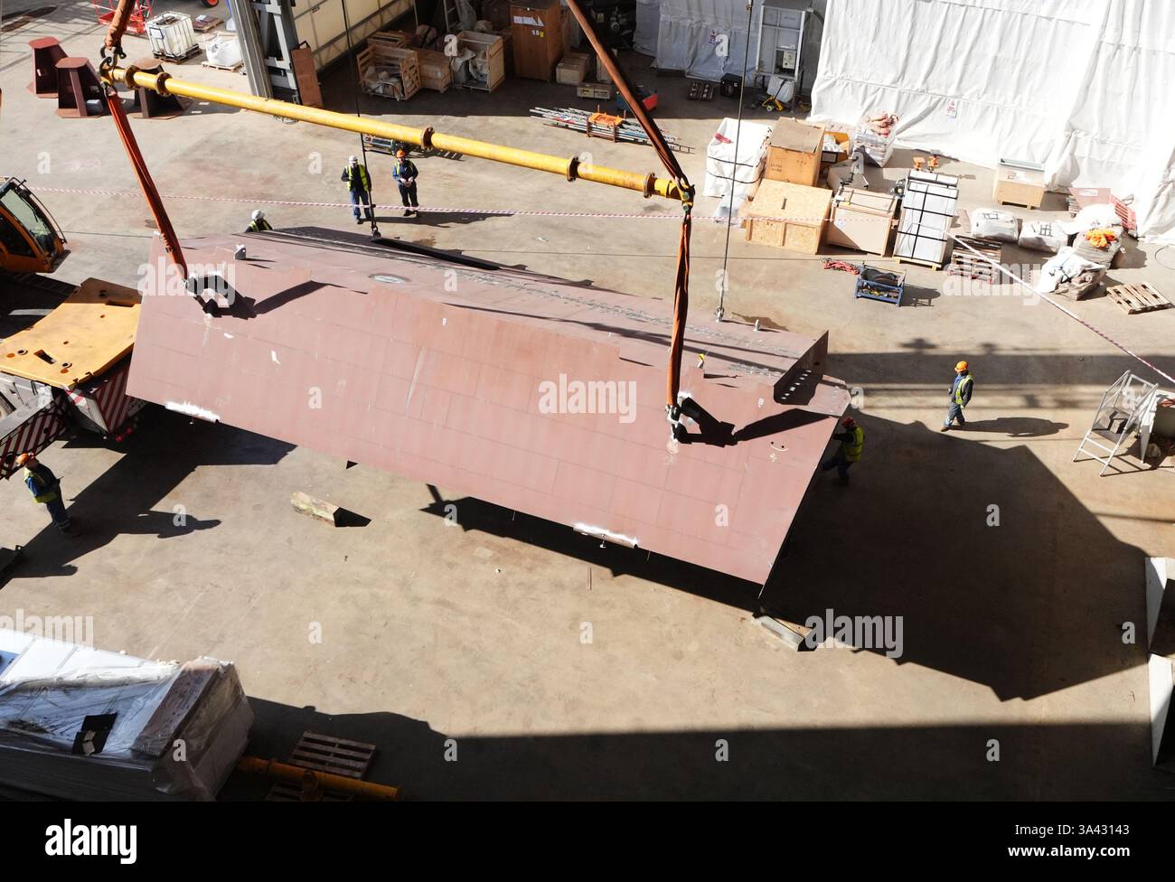 Work continues on HMS Venturer and HMS Active in the Venturer building ...