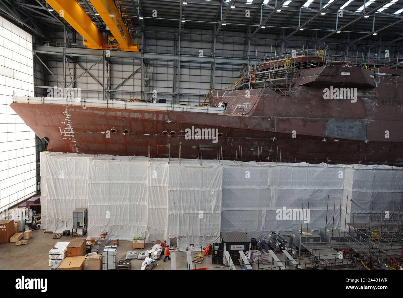 Work continues on HMS Venturer in the Venturer building, in the Babcock ...