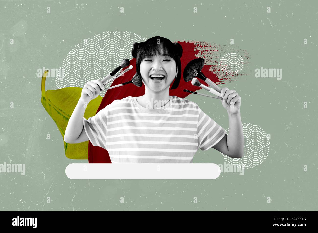 Composite sketch image design trend collage of chinese young woman ...