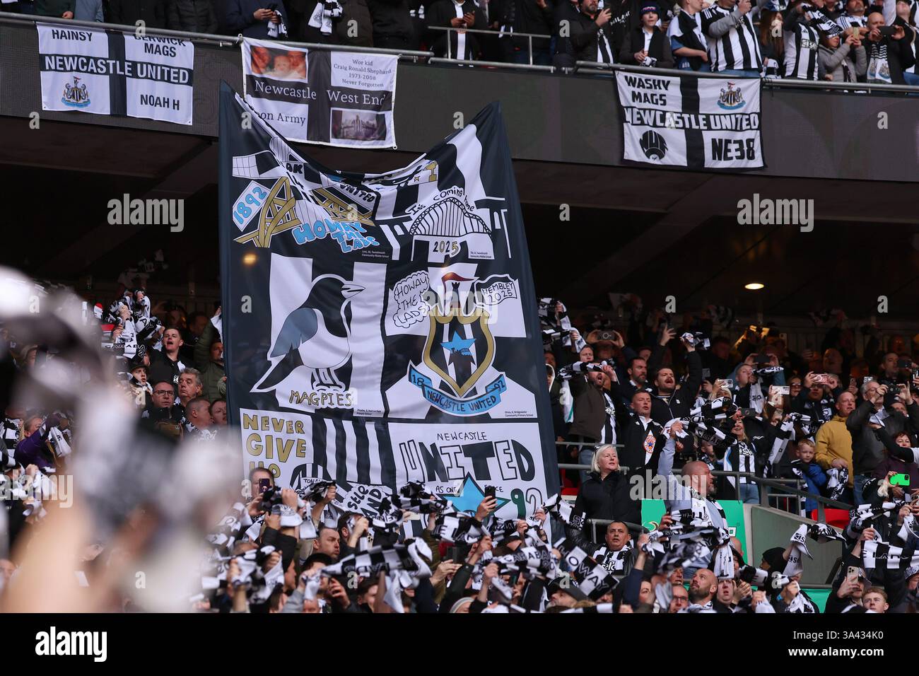Newcastle United fans with banners and flags - Liverpool v Newcastle ...