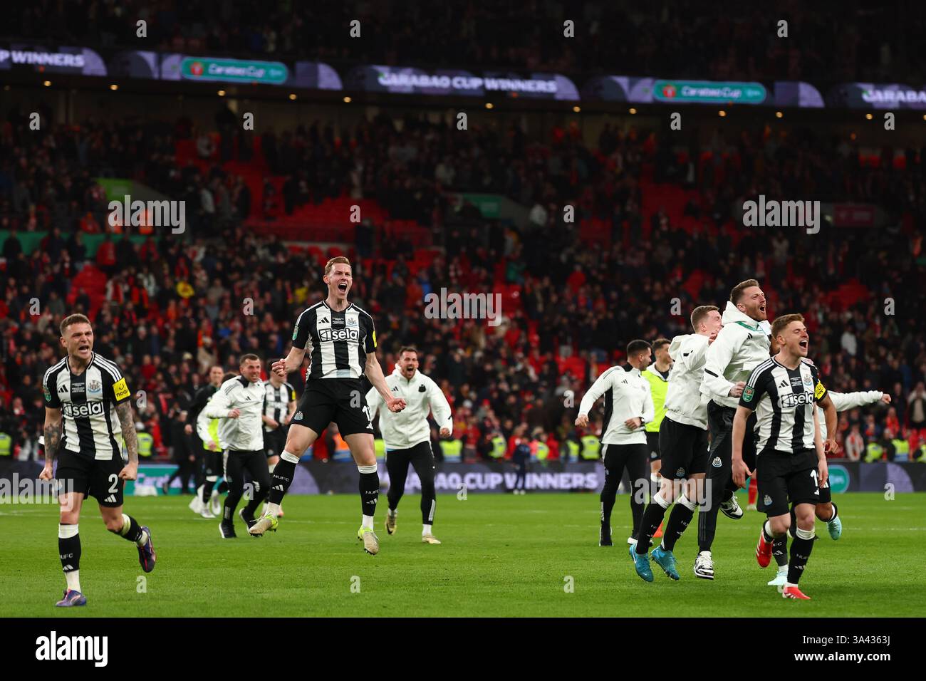 Newcastle United players celebrate at the final whistle - Liverpool v ...