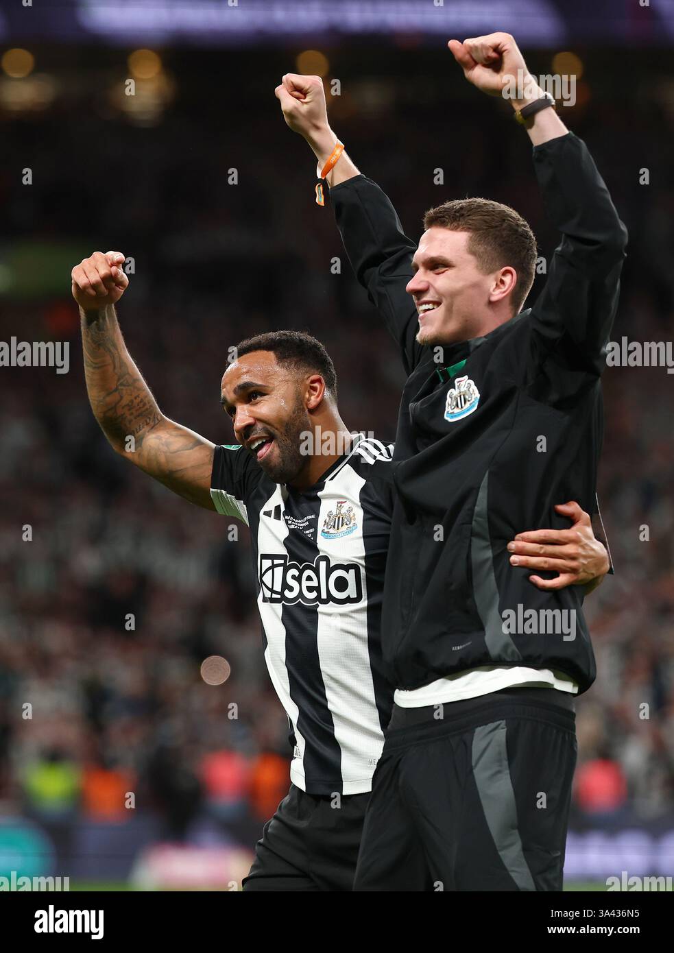 Callum Wilson and Sven Botman of Newcastle United celebrate - Liverpool ...