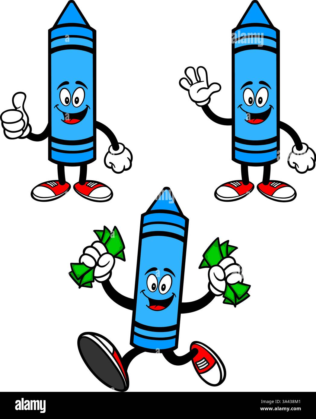 Crayon Character Set, Hand Drawn illustrations, Isolated On Transparent ...