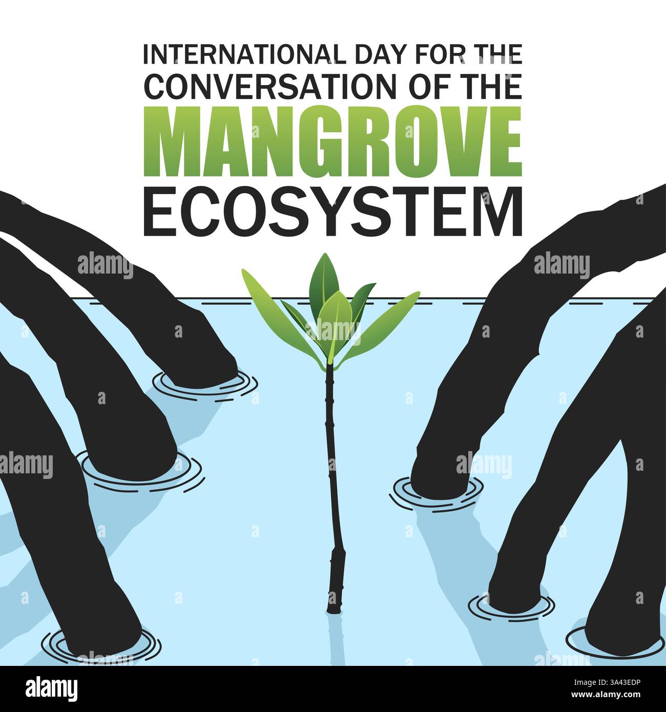 Conversation of the mangrove ecosystem day. Vector illustration ...